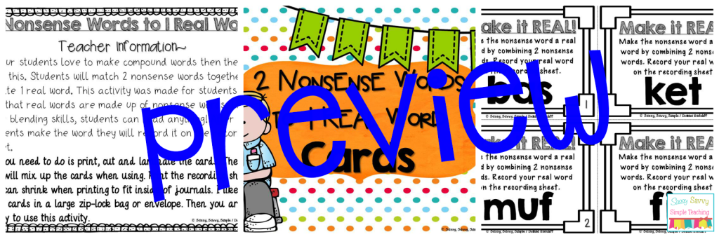 "Make it Real" Nonsense Word Fluency ~ "Teaching in Context" & MORE ...